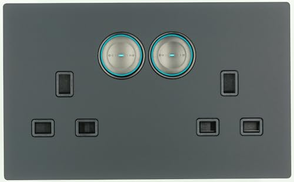 MEI JIA 13A Double Socket Matt Black Skin Texture acrylic glass panel ...
