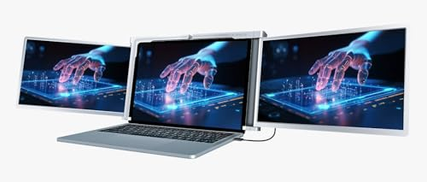 Powerology Dual Screen Laptop Extender, Easy Single Wire Type-C ...