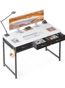 Jantens Study Desk with Drawers Computer Table with Storage Fabric ...