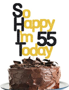 veegood So Happy I'm 55 Today Birthday Cake Toppers-Black Glitter ...