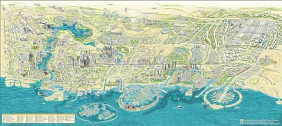 Easy Map Dubai 3D Wall Map Matt-Laminated 3D maps Online-Vinyl Wall ...