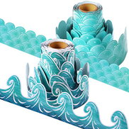 Nezyo 2 Rolls Ocean Waves Bulletin Board Border Blue Turquoise Scallops ...