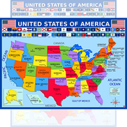 3D Learning LLF United States Map with State Flags Poster - Laminated ...