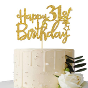 Maicaiffe Gold Glitter Happy 31st Birthday Cake Topper - 31 Cake Topper ...