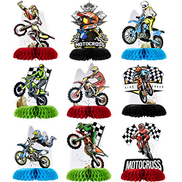 Zonon 9 Piece Dirt Bike Motorcycle Honeycomb Centerpiece Table Topper ...