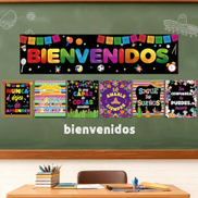 Woosytoo Spanish Classroom Decoration Bienvenidos Welcome Banner Poster ...