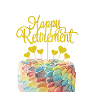 GotGala 7 Pack Happy Retirement Cake Topper Gold Glitter Retirement ...
