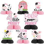 Jollyboom 4 Ever Moody Birthday Decorations Girl, 8Pcs Cow Print ...