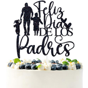 PYBHILK Black Glitter Feliz Dia De Los Padres Cake Topper, Happy Father ...
