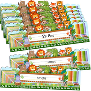 Pajean 25 Pcs Animal Desk Name Plate Woodland Friends Name Tag Jungle ...